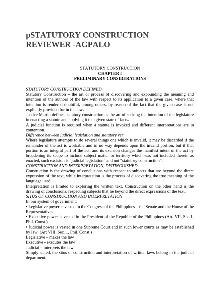 Statutory Construction Reviewer | PDF
