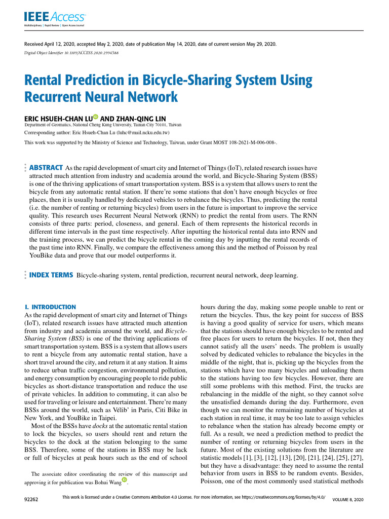 Rental Prediction in Bicycle-Sharing System Using Recurrent Neural Network | PDF | Statistics ...