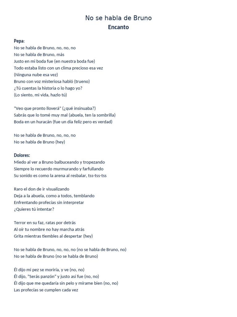 "No se Habla de Bruno: Análisis de la Canción" | PDF