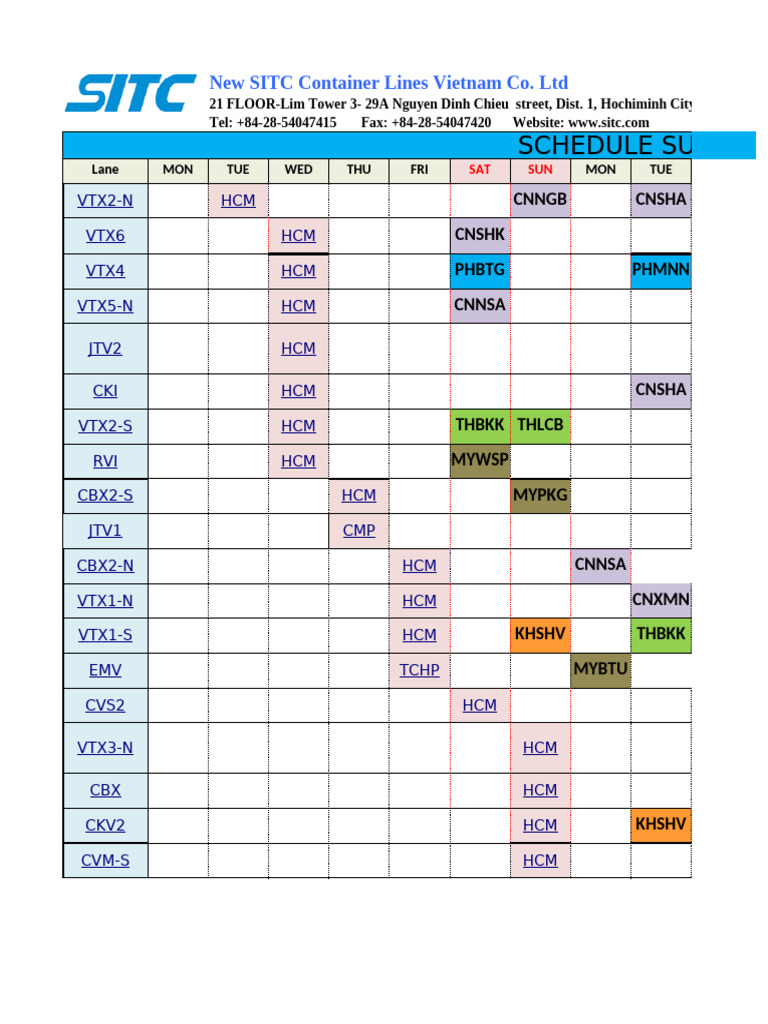 Sitc Shipping Schedule Aug 2024 0722 | PDF