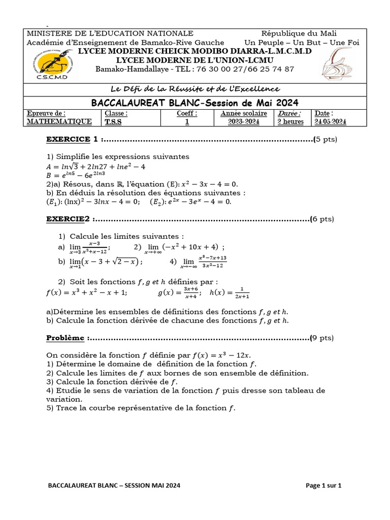 Bac Math TSS | PDF