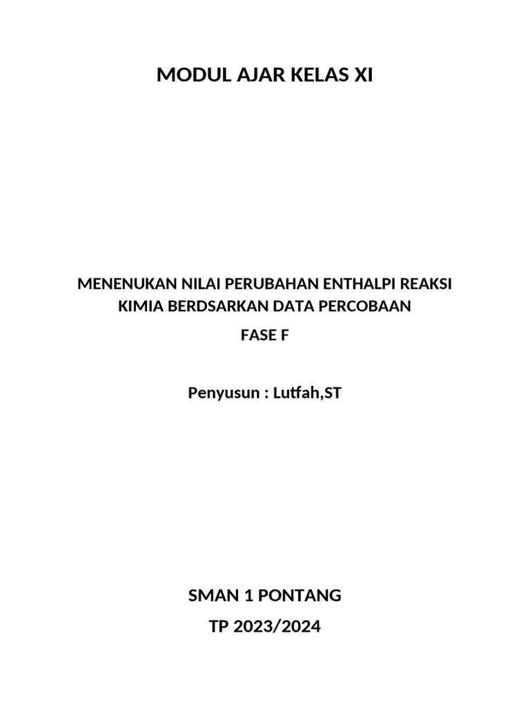 Modul Enthalpi - Lutfah | PDF