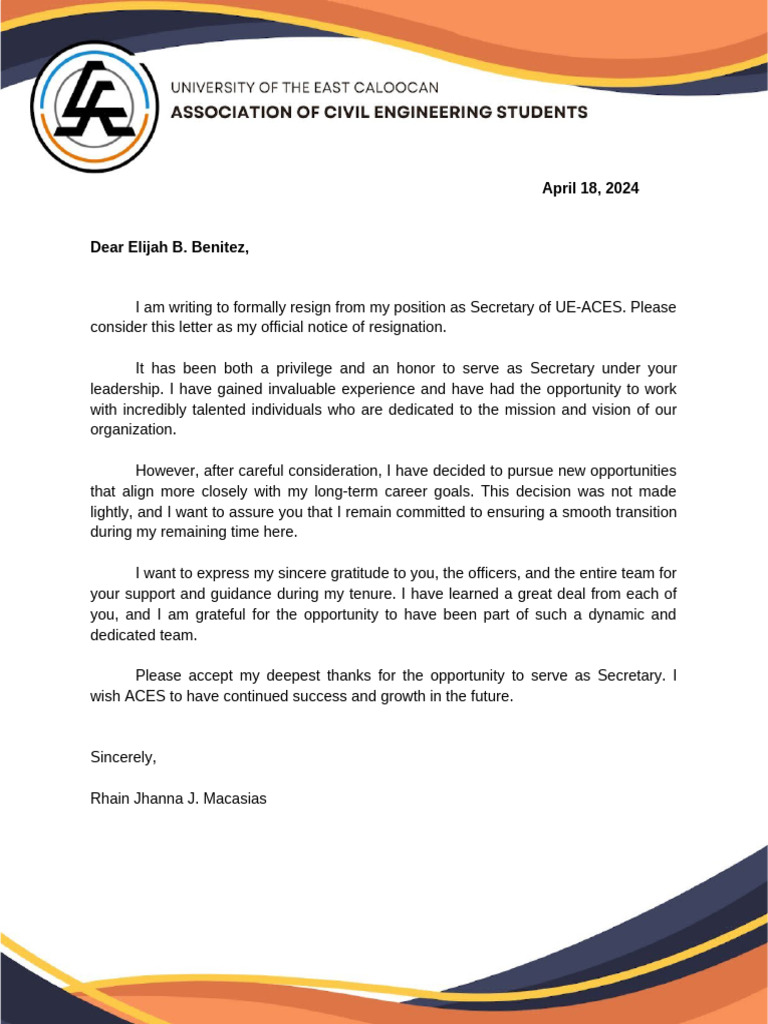 Resgination Letter Ko | PDF