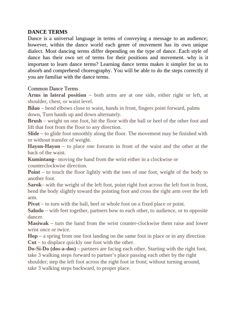 Dance Terms | PDF
