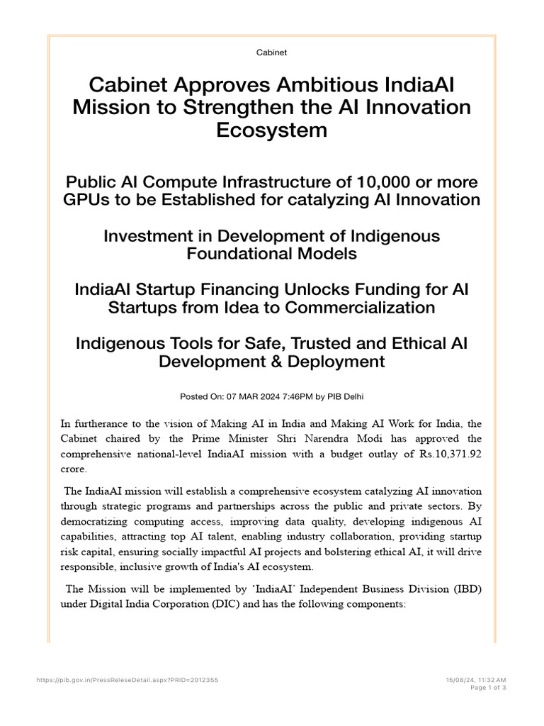 India AI Mission | PDF