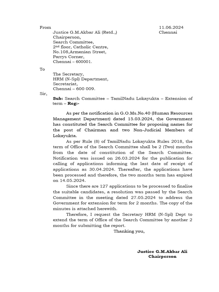 Extension Letter - 11.06.2024 | PDF