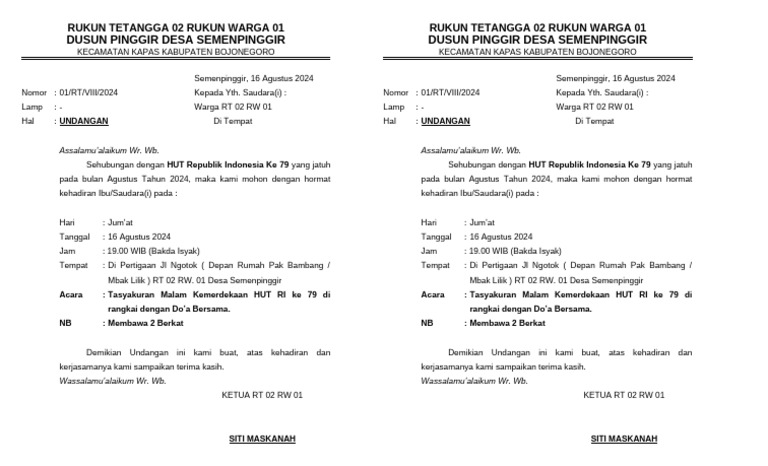 Undangan RT 02 | PDF