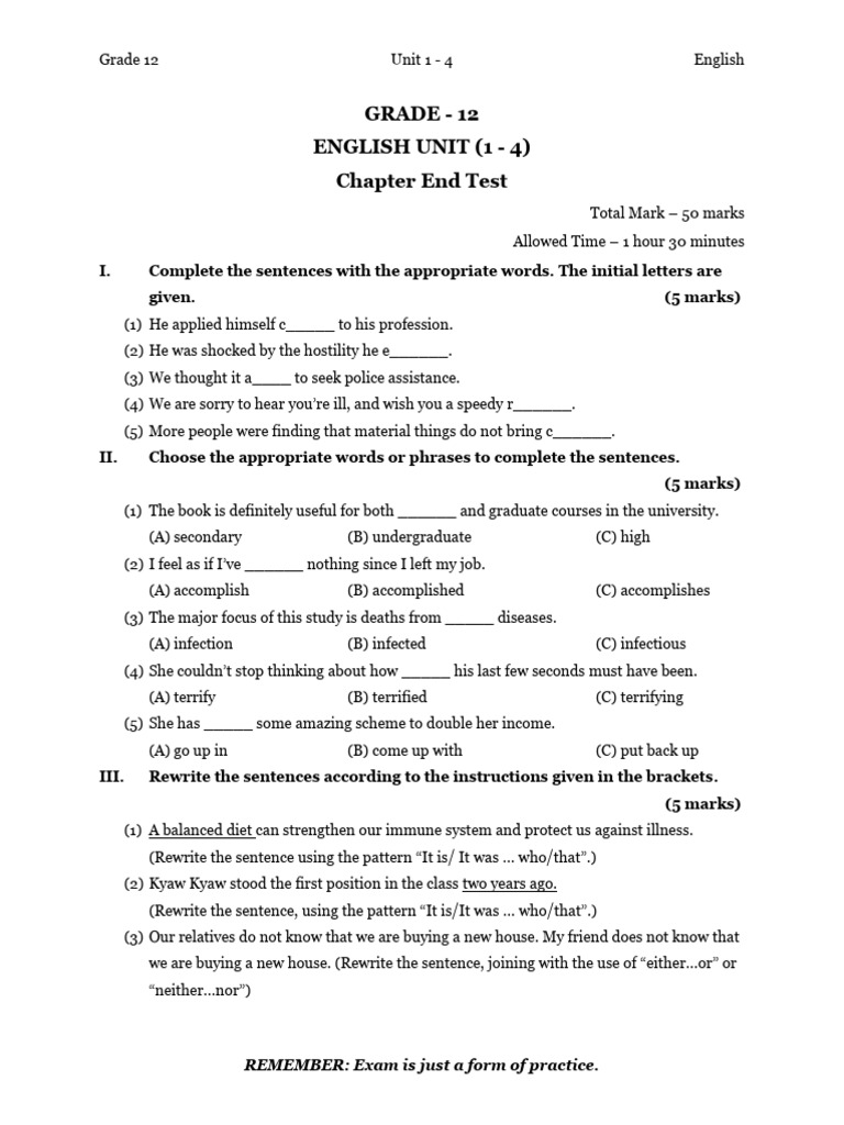 Eng Unit 1 - 4 CET 2 | PDF