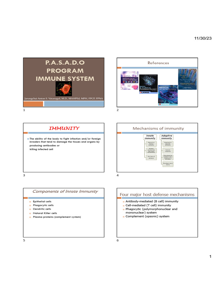 Study Guide - PASADO Immunology v2024 | PDF