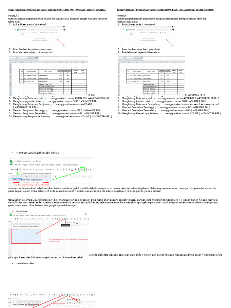 CARA MEMBUAT TABEL Pada Sheet | PDF