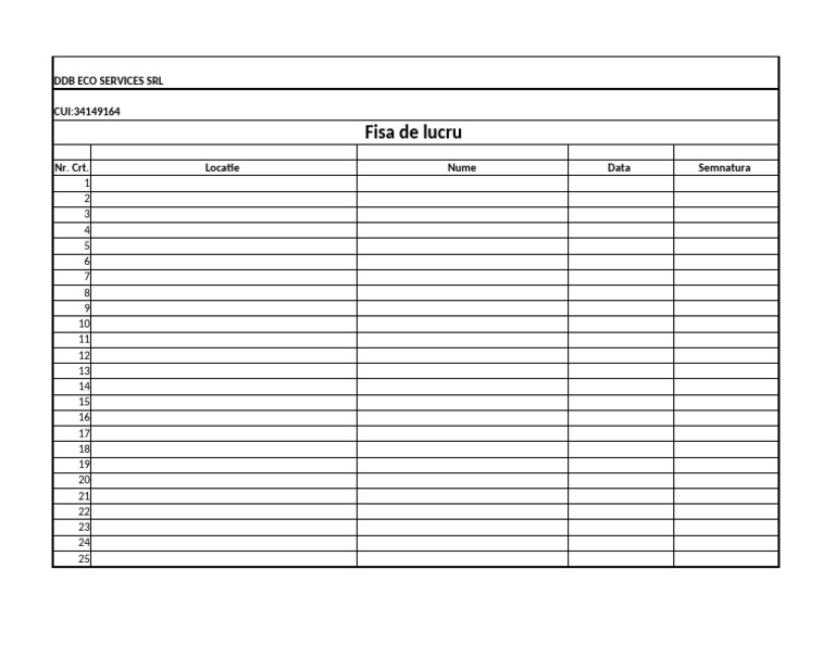 Fisa de Lucru Curatenie | PDF