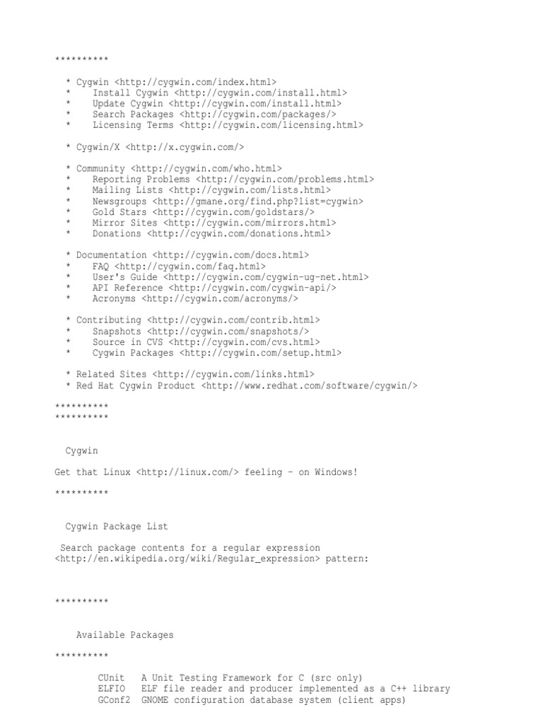 Cygwin Package List | PDF | Library (Computing) | Apache Http Server