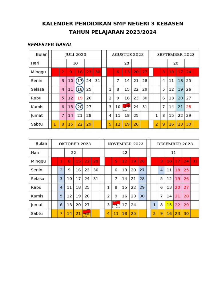Kaldik SMPN 3 KBSN 2023-2024 | PDF