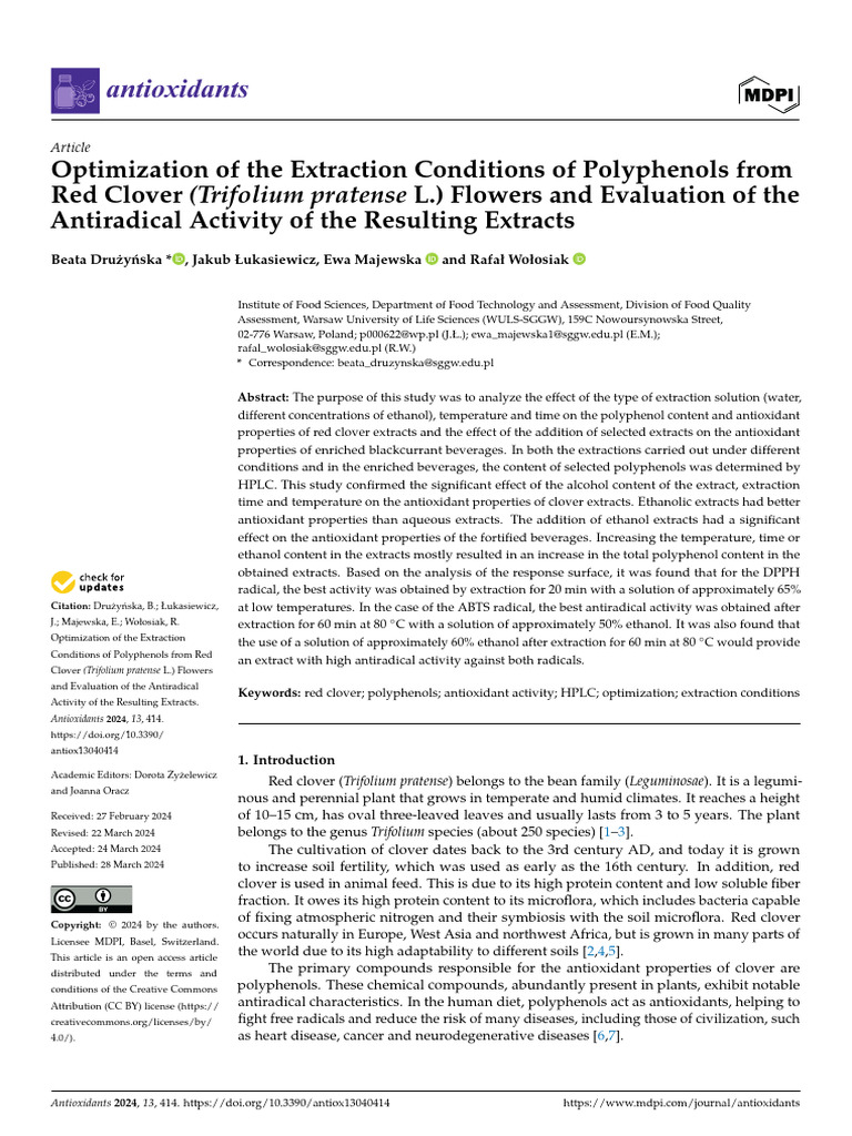 Optimization of The Extraction Conditions of Polyphenols | PDF
