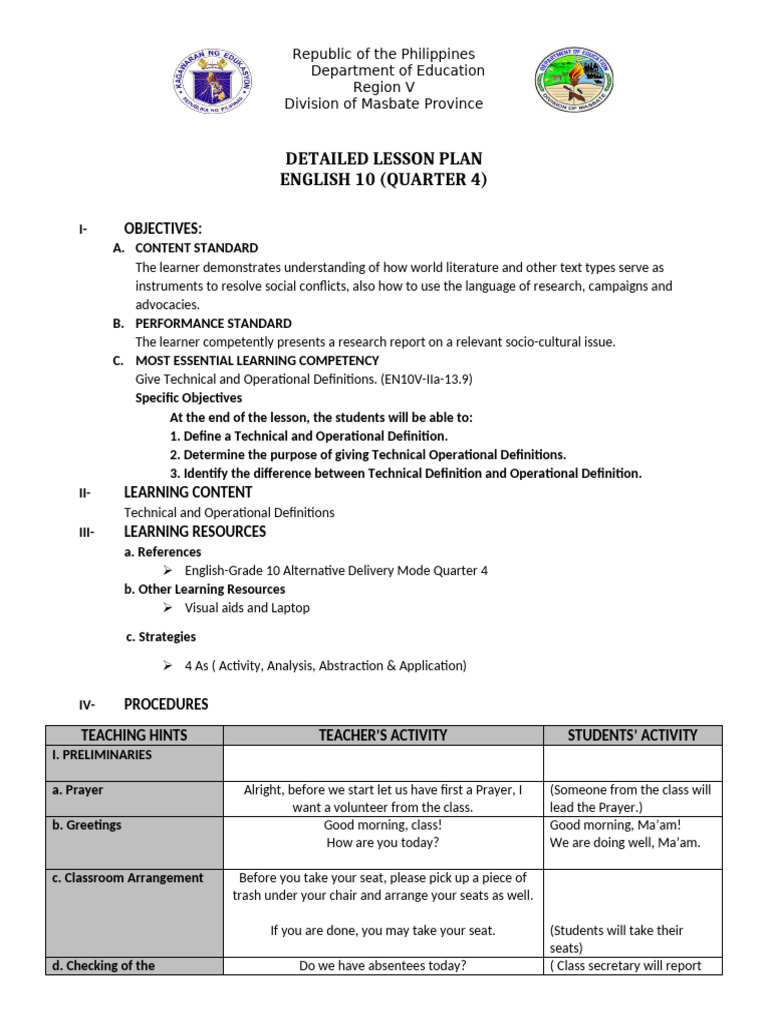 JHS Lesson Plan2 | PDF