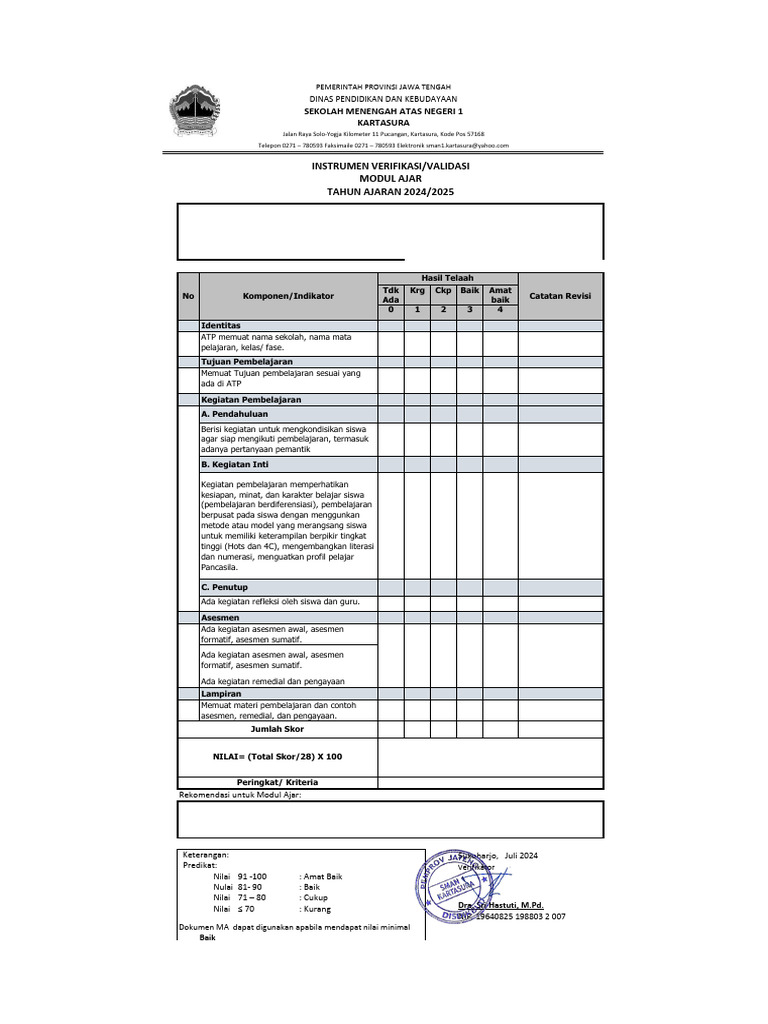 INSTRUMEN VERVAL, MODUL 2324 Untari | PDF