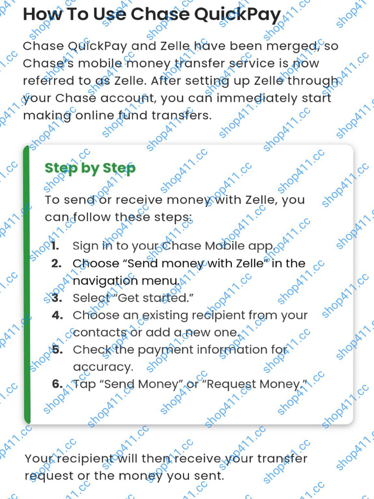 How To Wire Funds From Chase Using Zelle | PDF