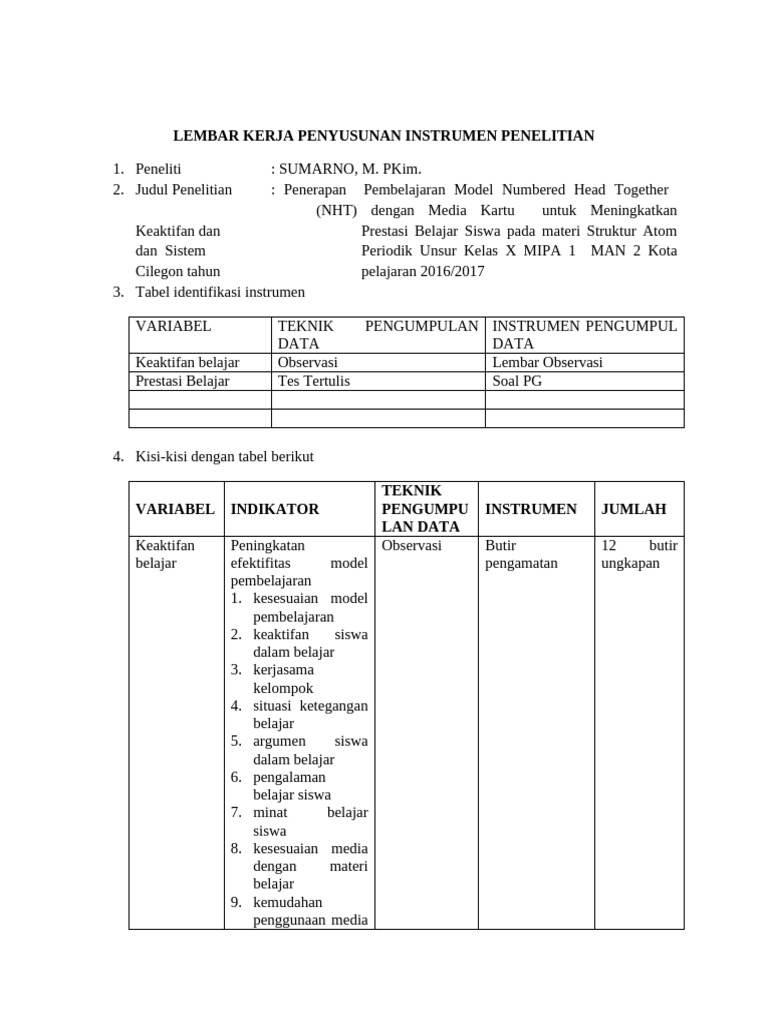 Instrumen Penelitian | PDF