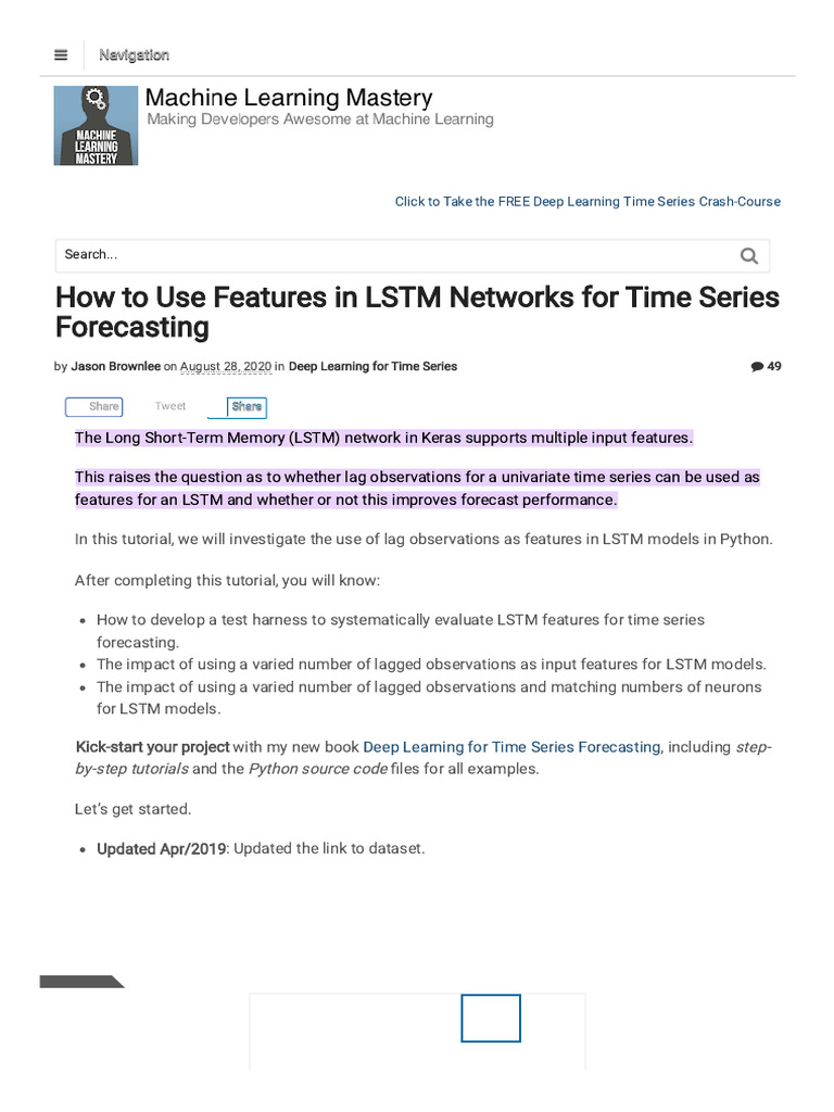 How To Use Features in LSTM Networks For Time Series Forecasting | PDF | Time Series | Forecasting