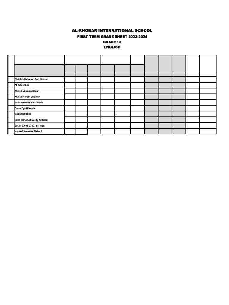 G 6 Gradesheet | PDF