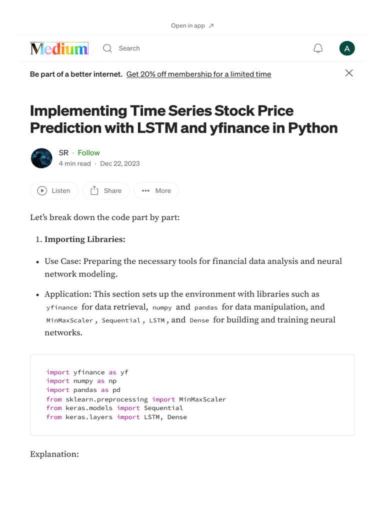 Implementing Time Series Stock Price Prediction With LSTM and Yfinance ...