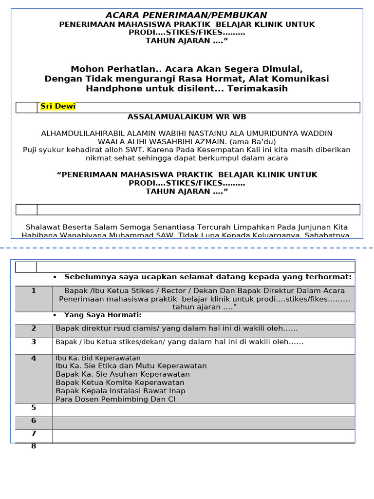 Susunan Acara Mas Tio | PDF