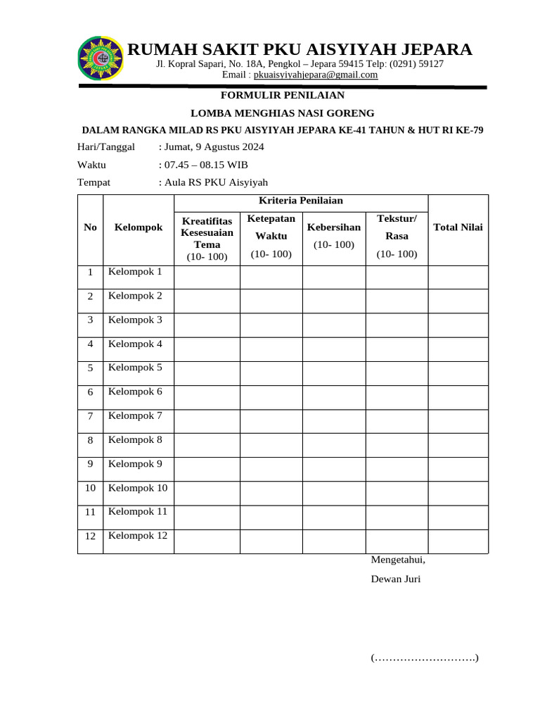 Formulir Penilaian | PDF
