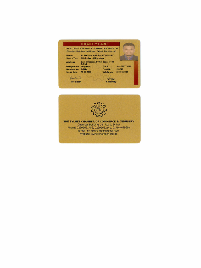 ID Card CHAMBER of Commerce | PDF