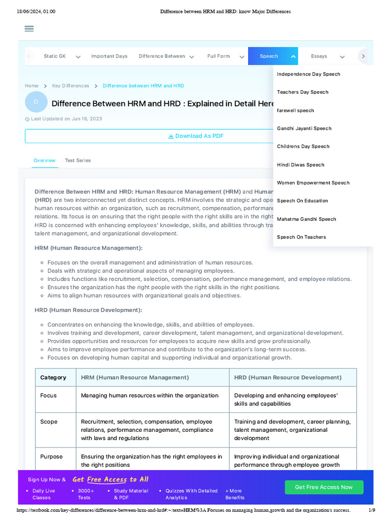 Difference Between HRM and HRD - Know Major Differences | PDF