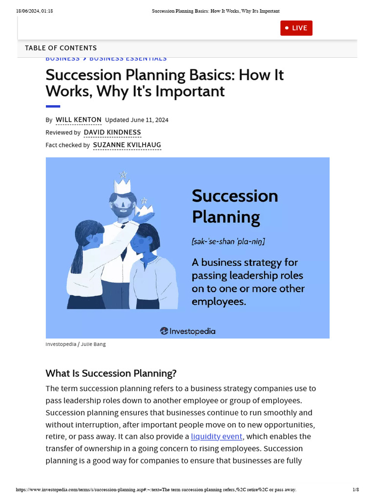 Succession Planning Basics - How It Works, Why It's Important | PDF