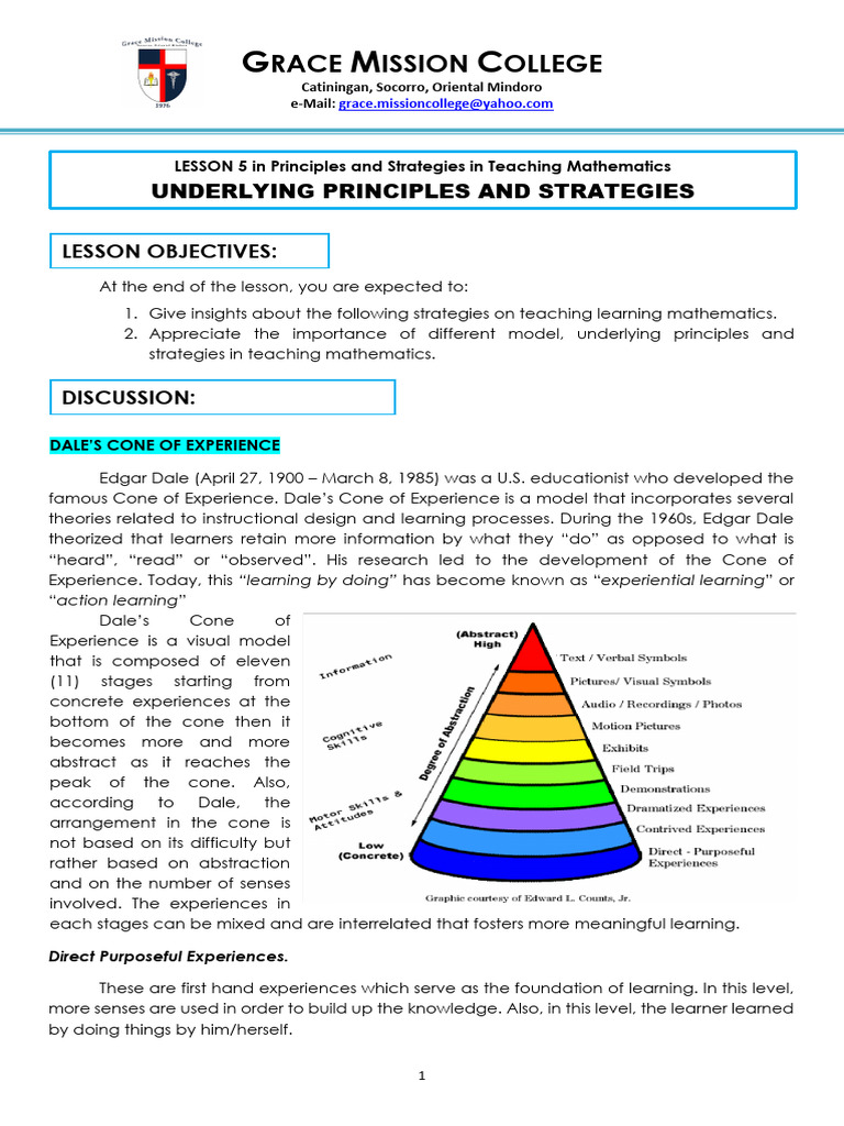 Lesson 5 Principles and Strategies in Teaching Mathematics | PDF ...