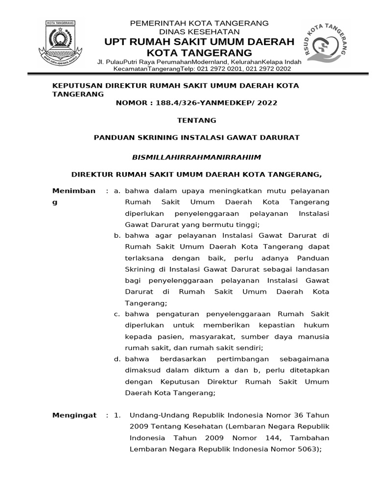 188.4.326-SK Panduan Skrining Igd | PDF