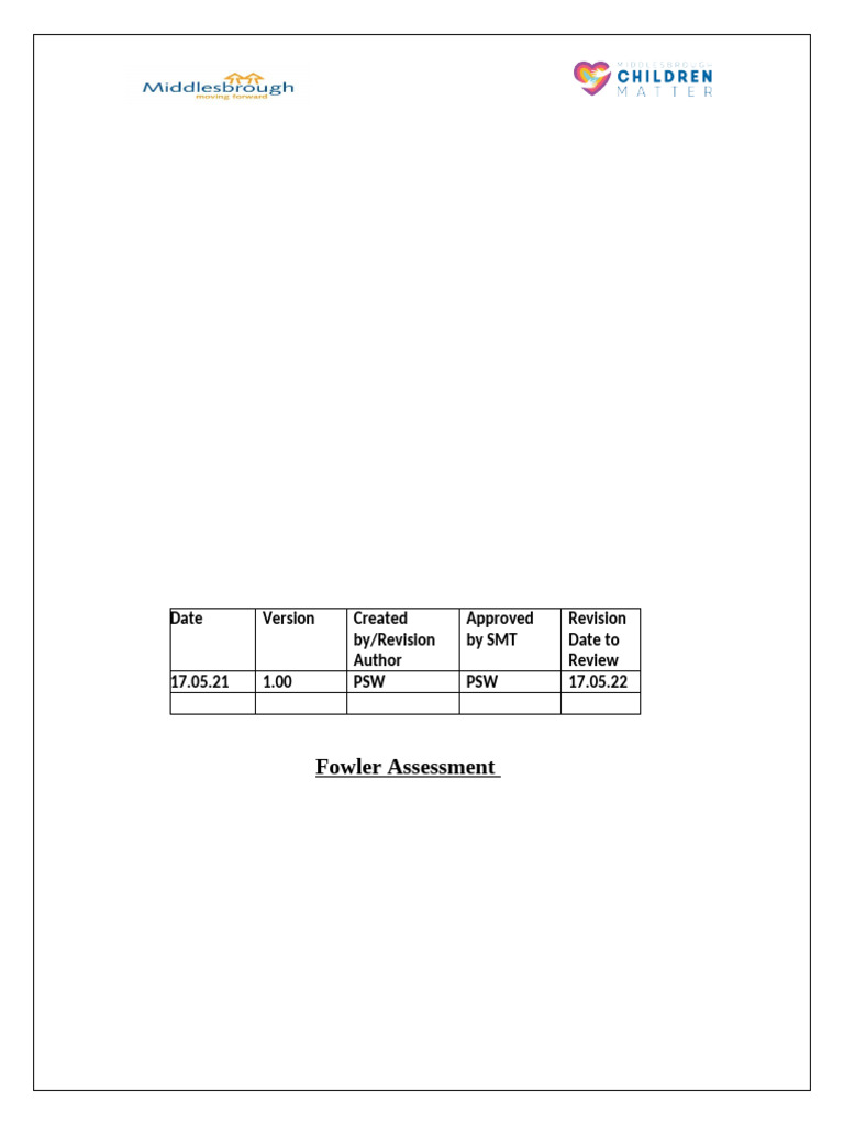 Fowler Assessment Checklist 170521 | PDF