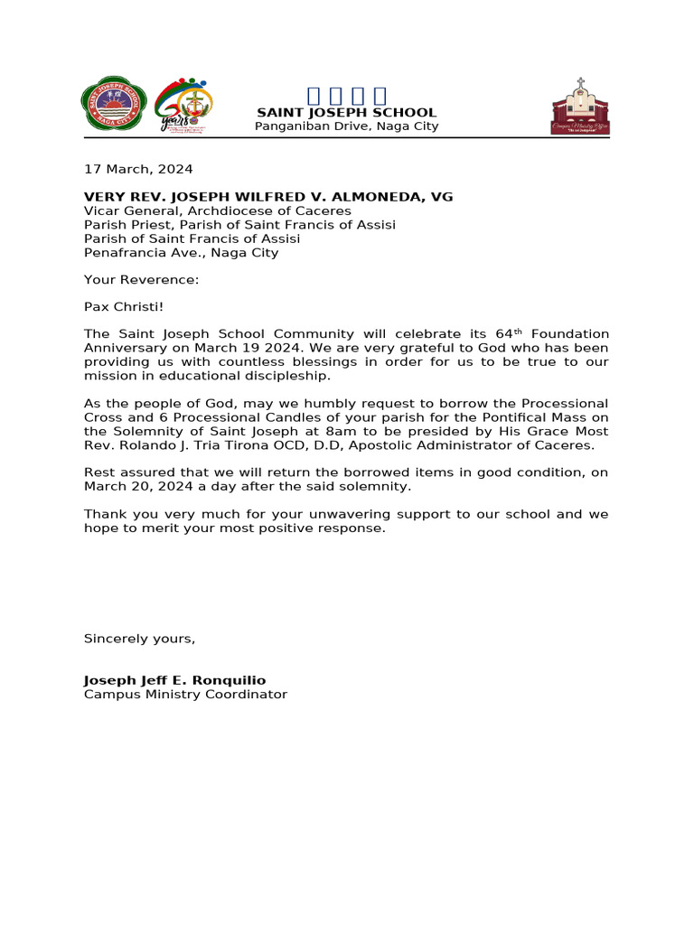 Letter To Vicar General (SFP) | PDF