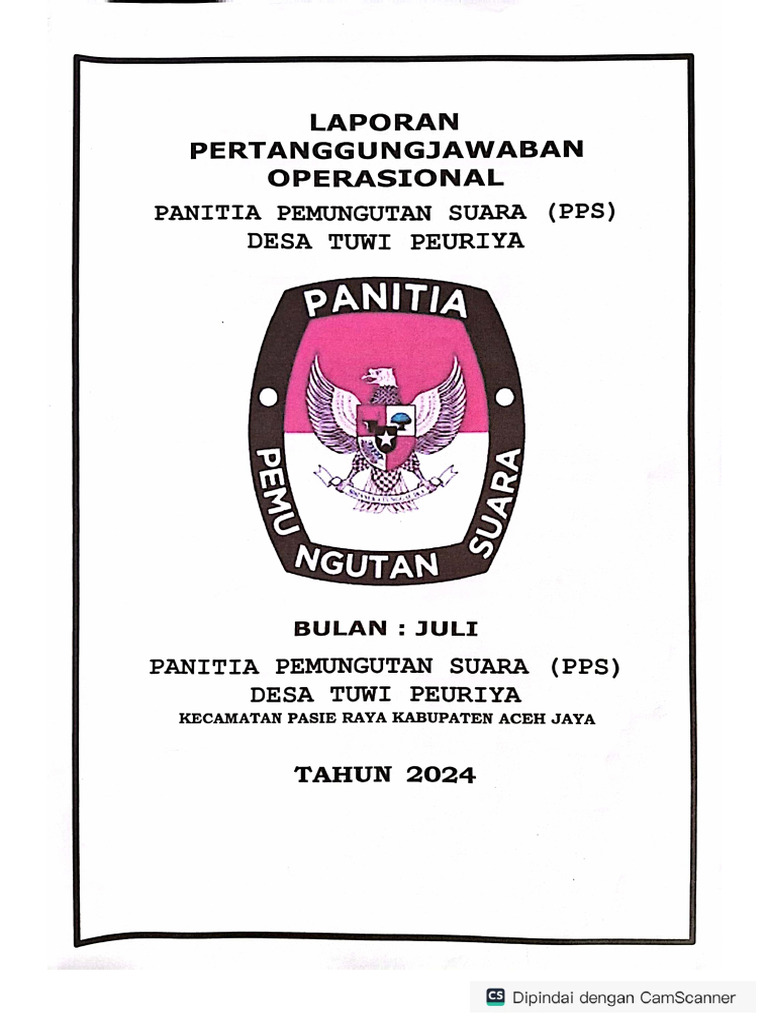 Contoh LPJ PPS Pilkada Bulan Juli 2024 | PDF