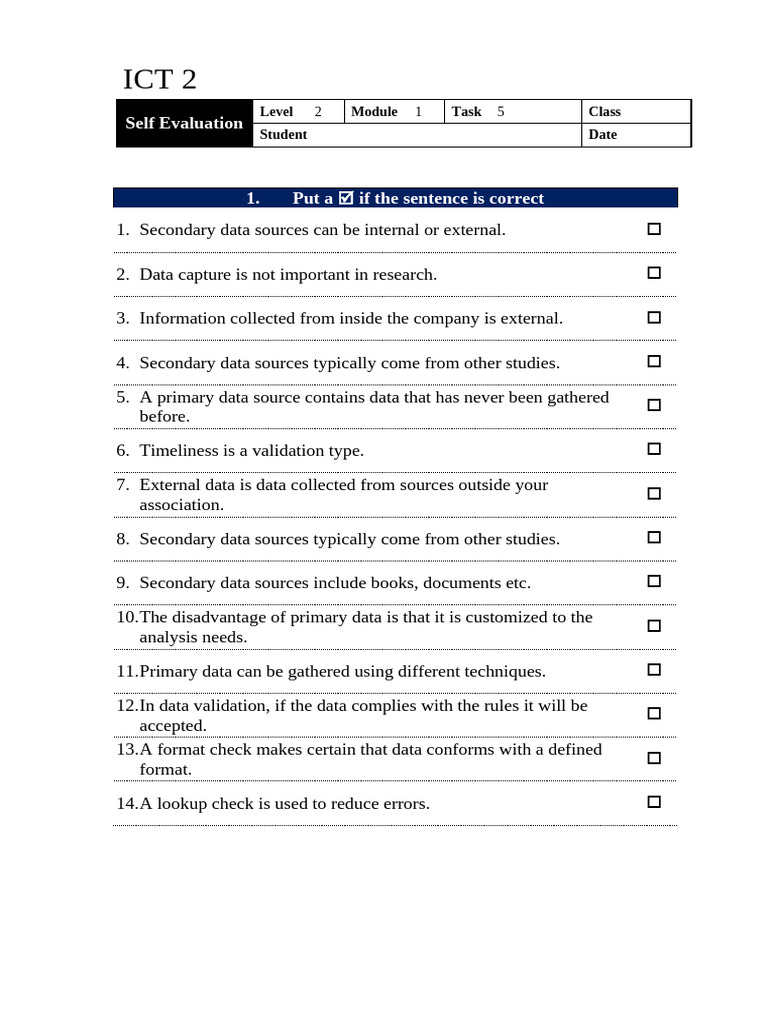 ICT.2.1.5 Evaluation Sheet | PDF