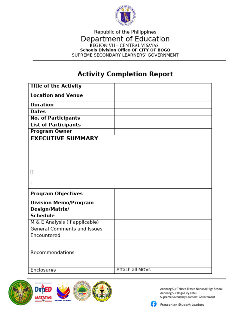 Template Activity Completion Report 2024 | PDF