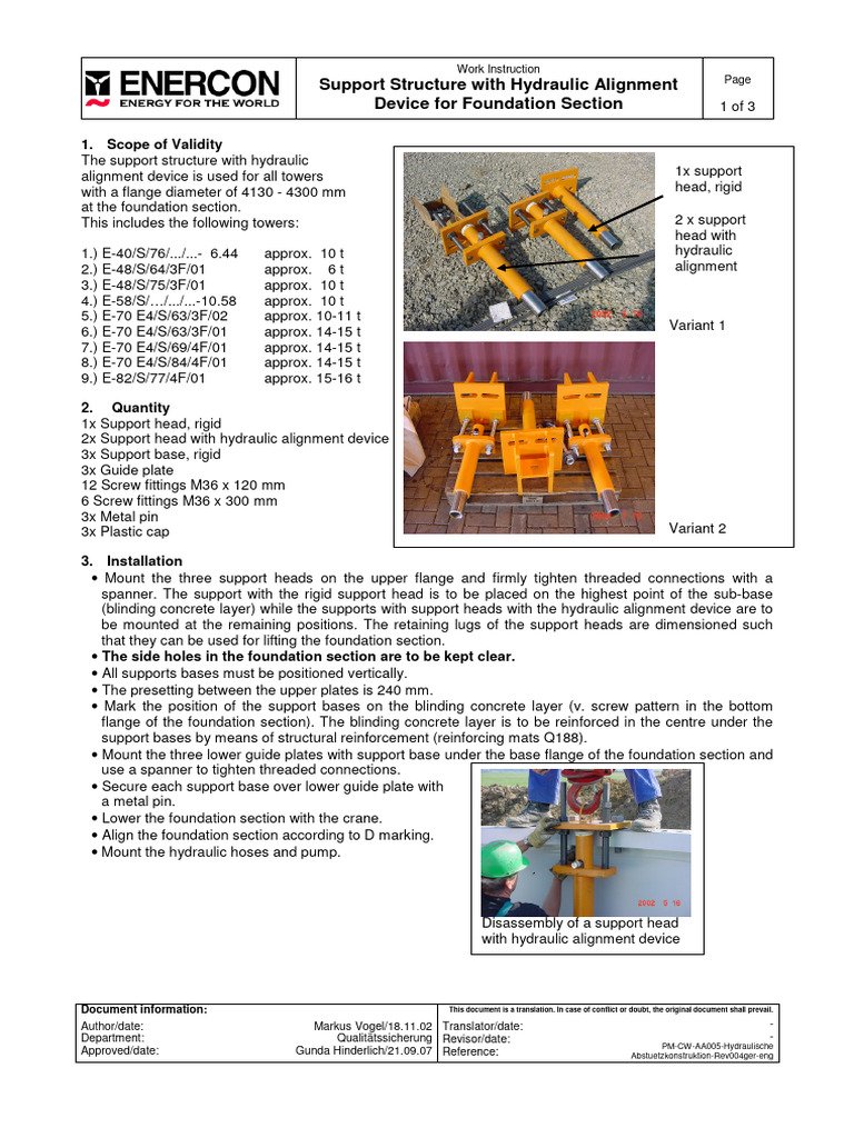 PM-CW-AA005-Support Structure With Hydraulic Alignment | PDF