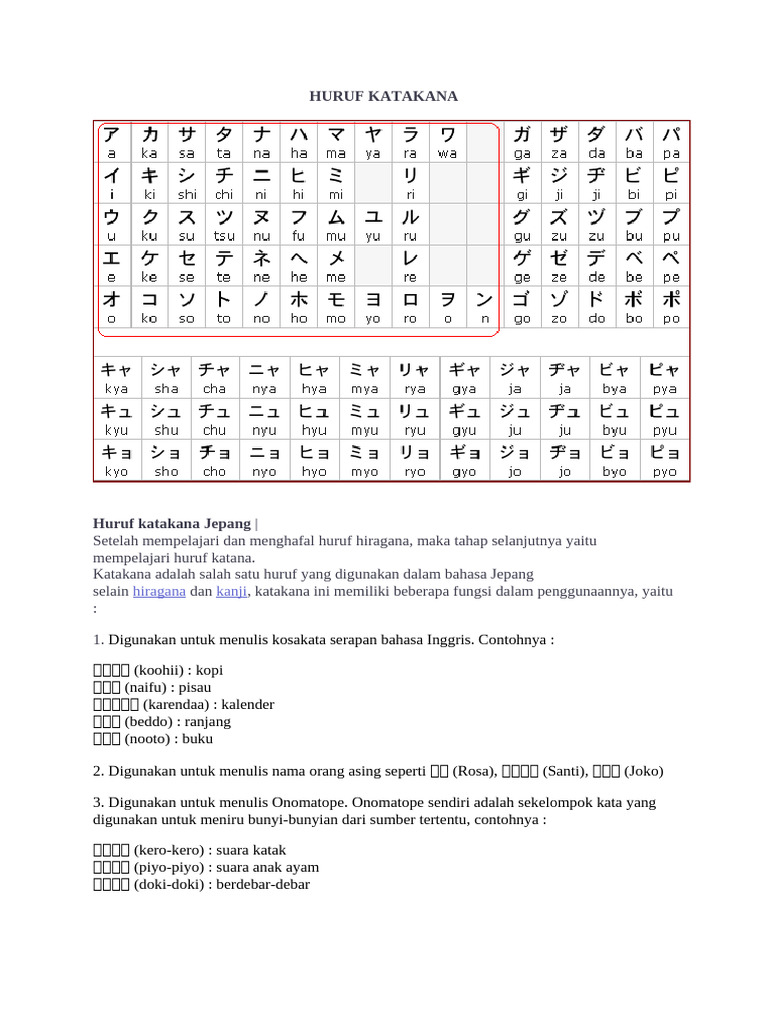 Handout Dan Soal Katakana | PDF