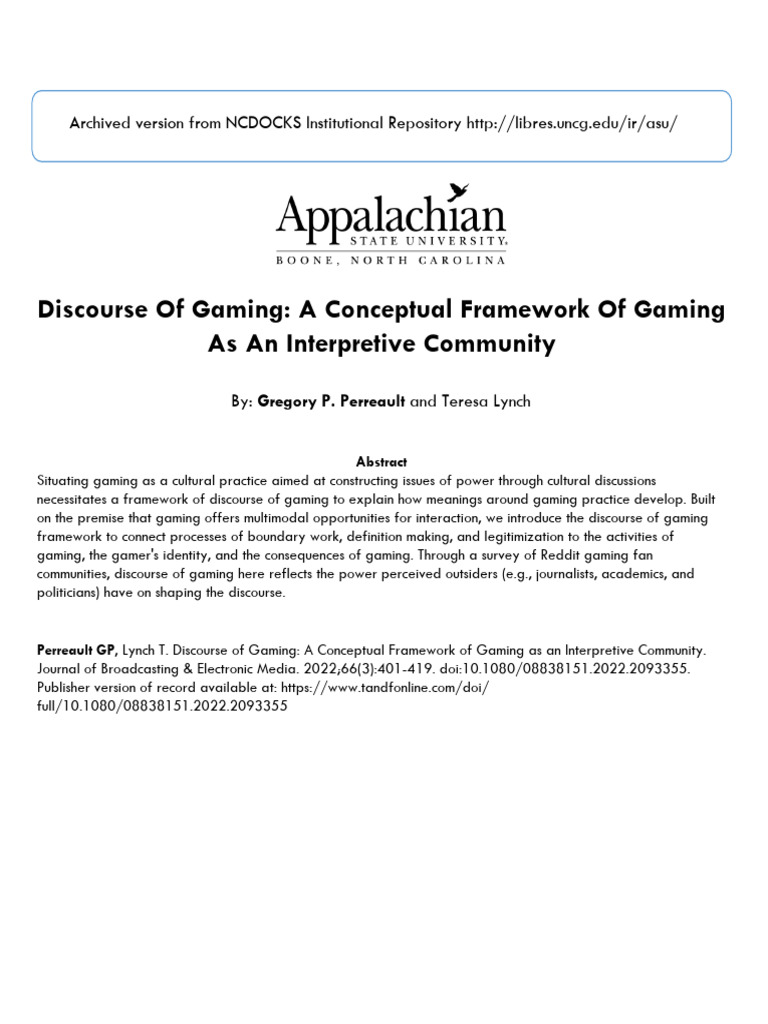 Discourse of Gaming | PDF