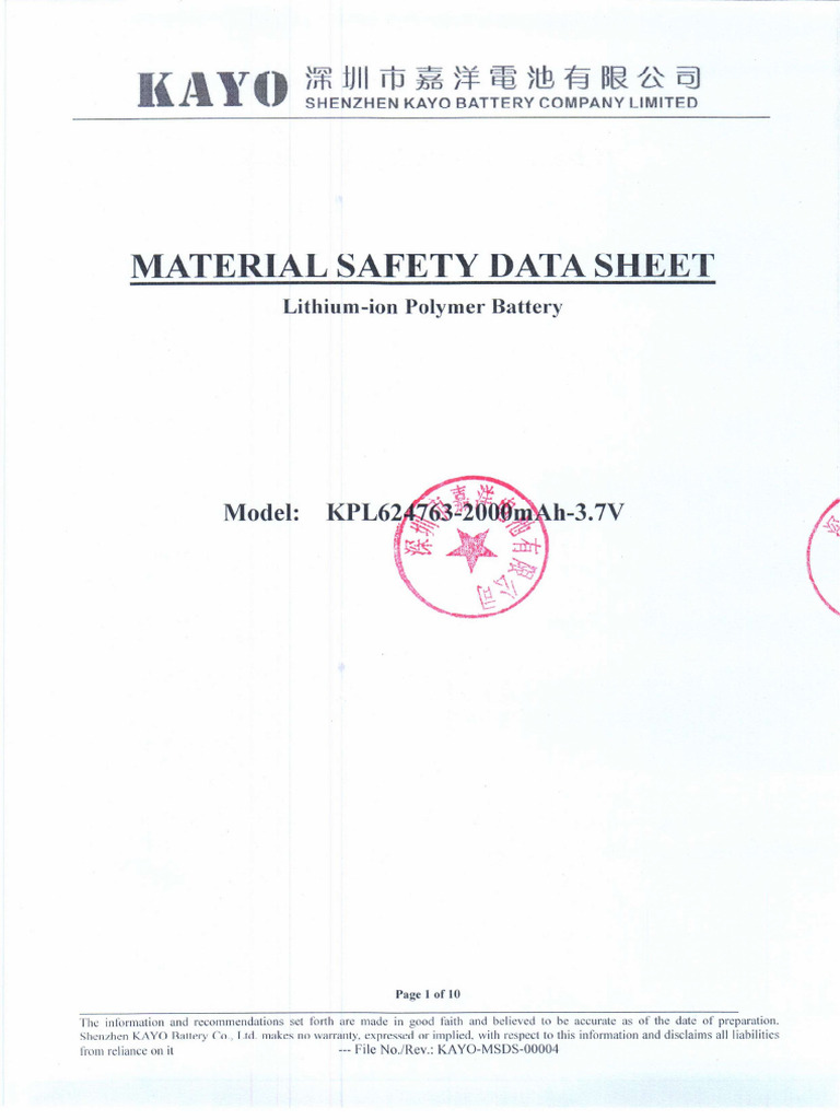 Li-Polymer Msds 2 | PDF
