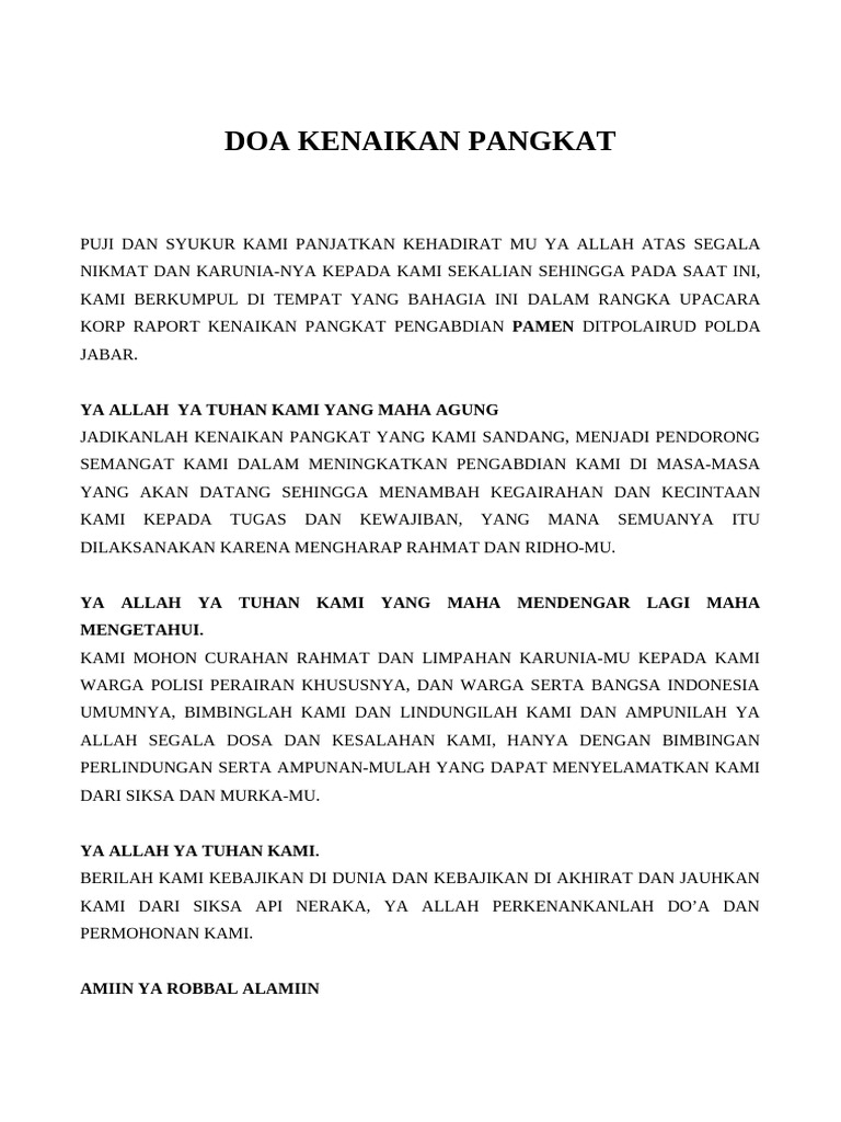 Doa Kenaikan Pangkat | PDF