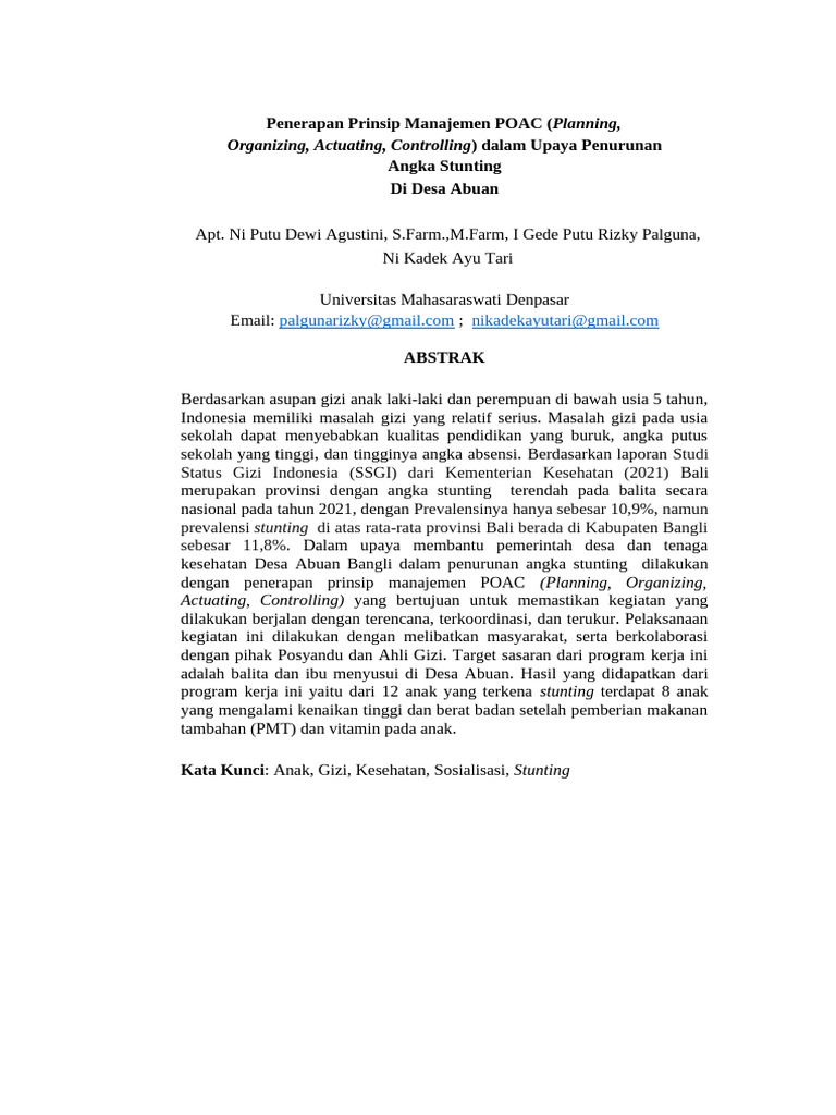 Artikel Penerapan Prinsip Manajemen POAC | PDF