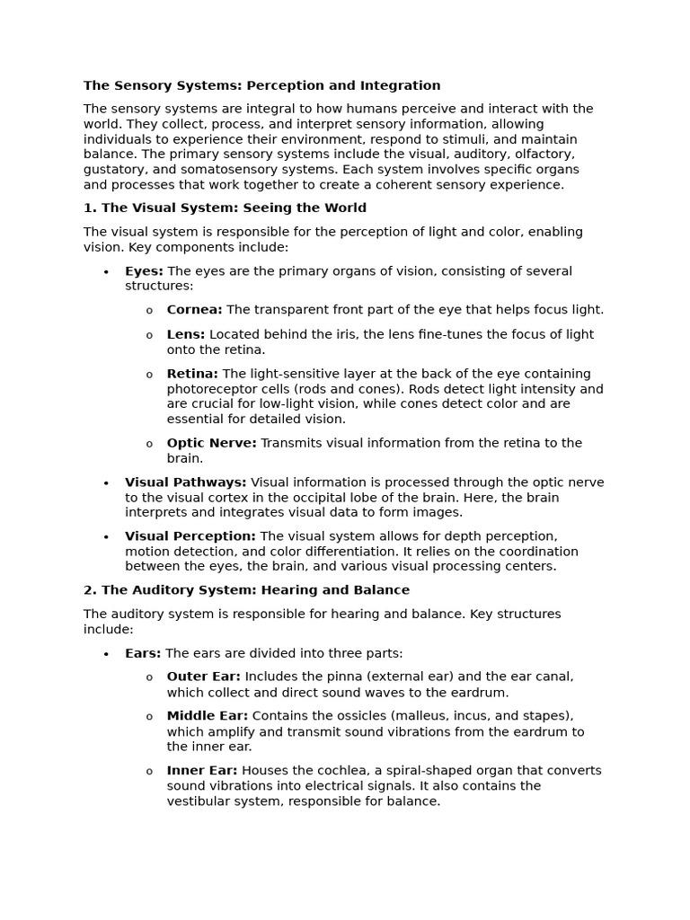 The Sensory Systems | PDF