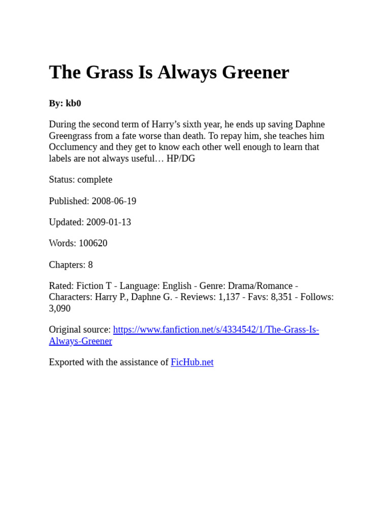 The Grass Is Always Greener by kb0-xKTF7mqx | PDF