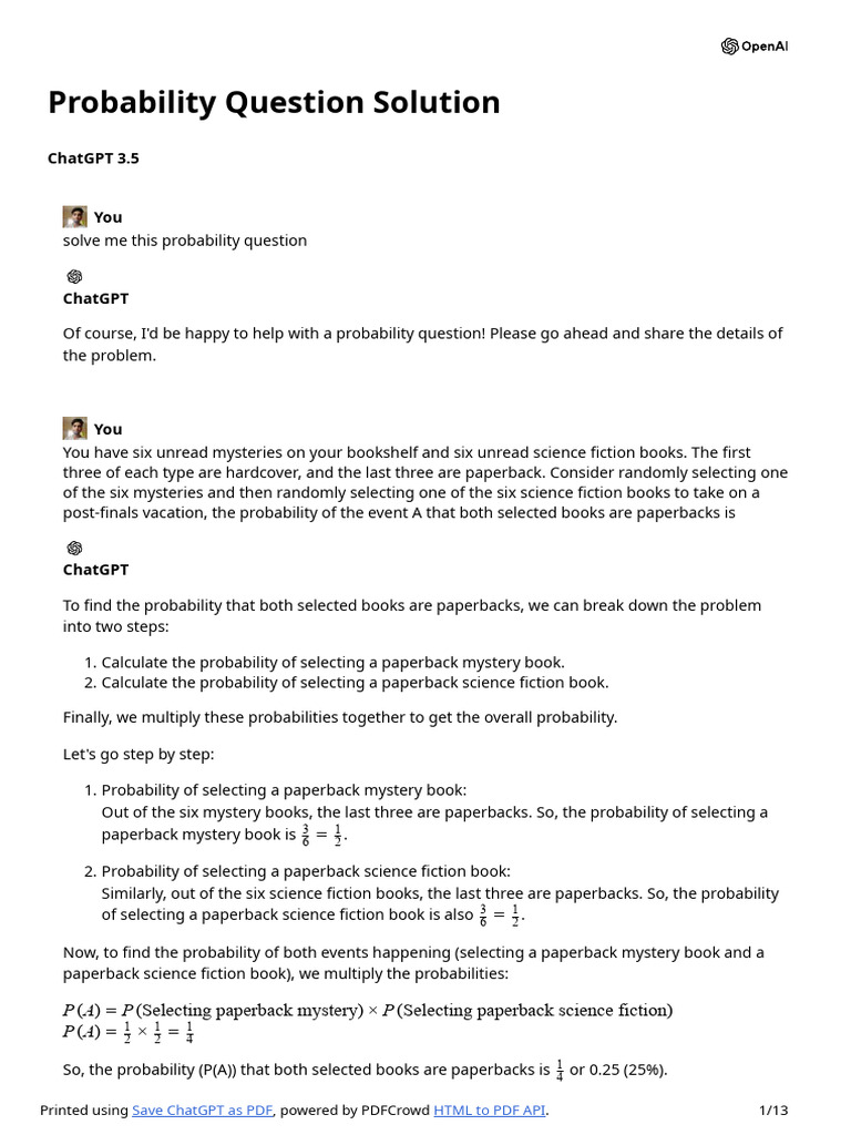 Probability Question Solution | PDF