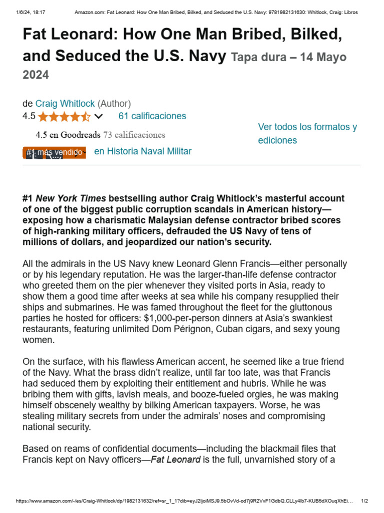 Fat Leonard How One Man Bribed, Bilked, and Seduced The U.S. Navy ...
