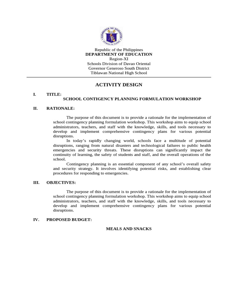 DRRM Activity Design | PDF