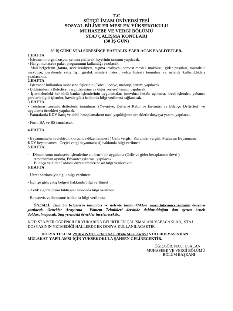 Staj Konulari - 1804271149059364 | PDF Staj Konulari - 1804271149059364 | PDF