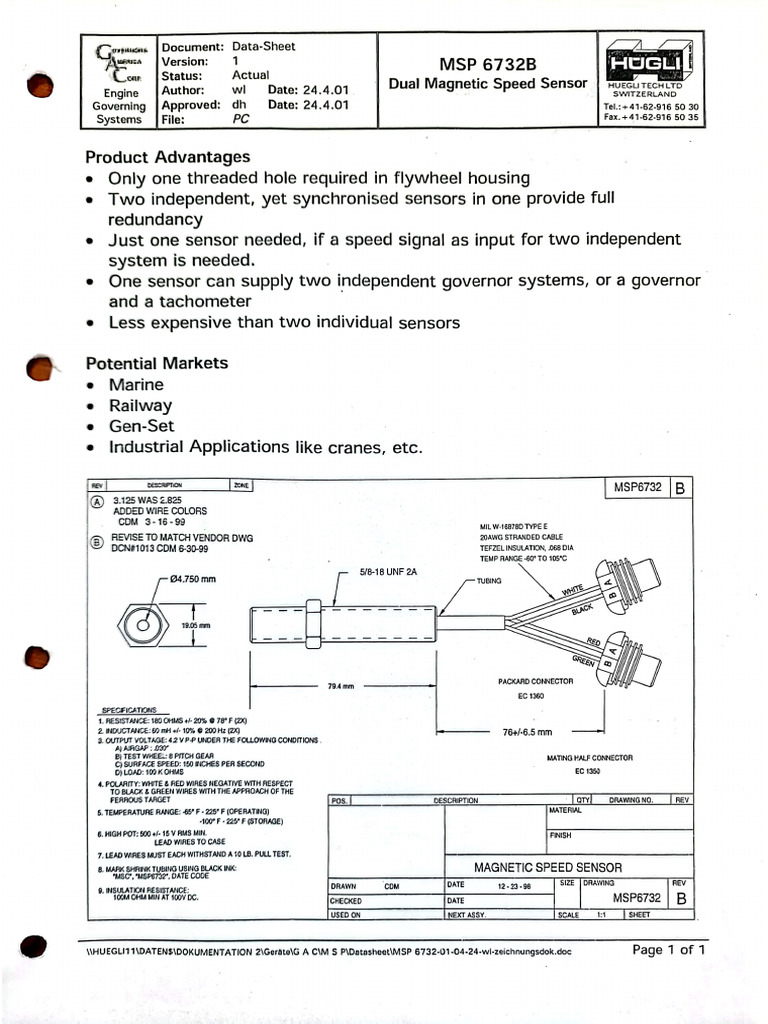 DG Magnetic Speed Sensor | PDF